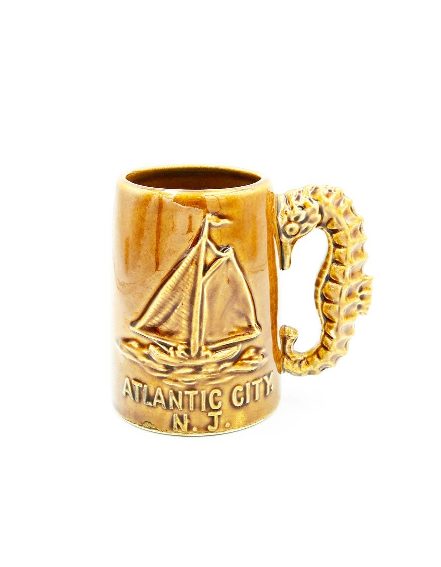 Travel Mugs Vintage Atlantic City New Jersey Mug Sea Horse Handle Rare ...