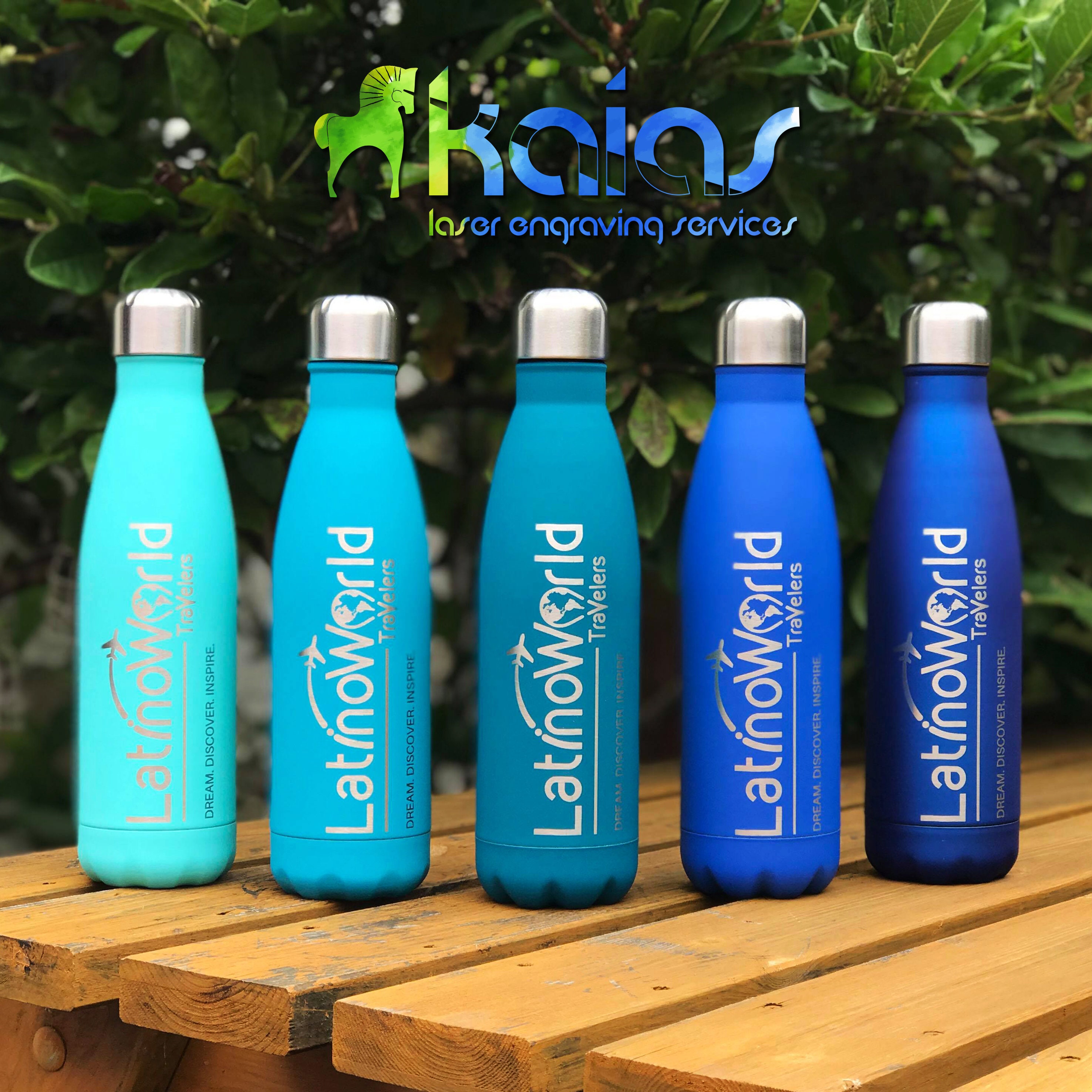 Botella de agua con logo personalizado / Acero inoxidable grabado con ...