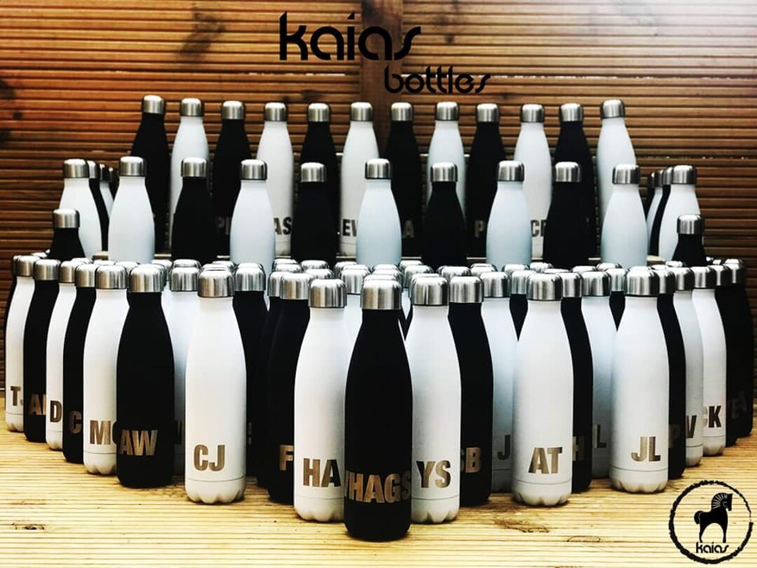 Botella de agua con logo personalizado / Acero inoxidable grabado con ...