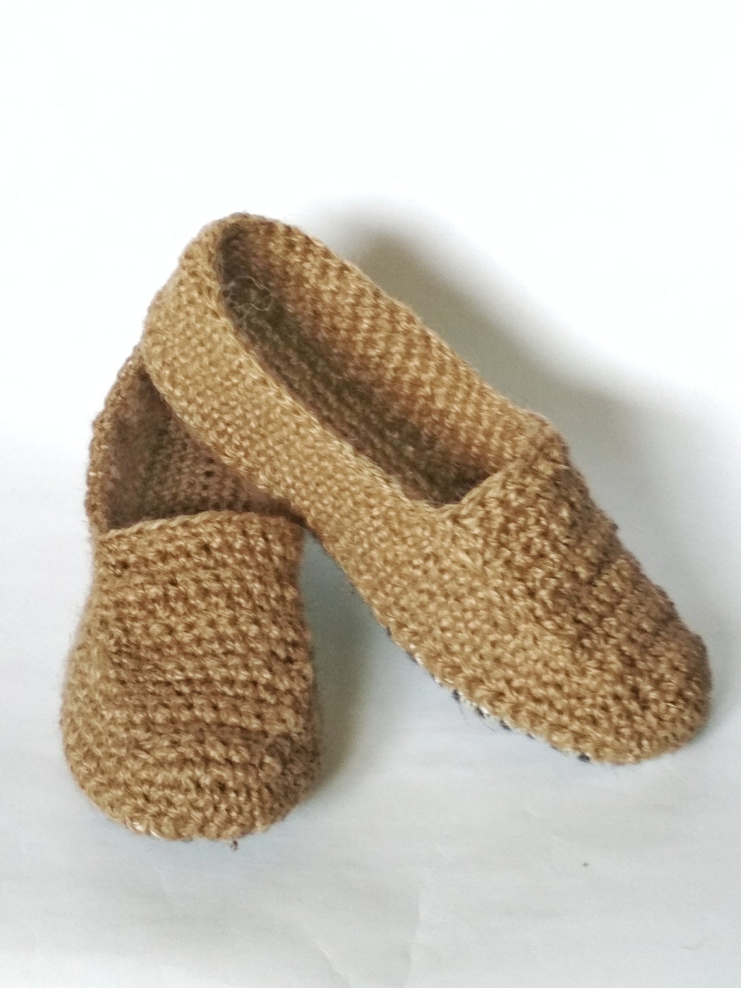 Knitted Slippers Hemp/ Nature Slippers With Sole of Felt, Indoor ...