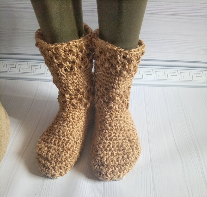 Nature Hemp and Linen Shoes for Home/crocheted Uggs/ Knit - Etsy