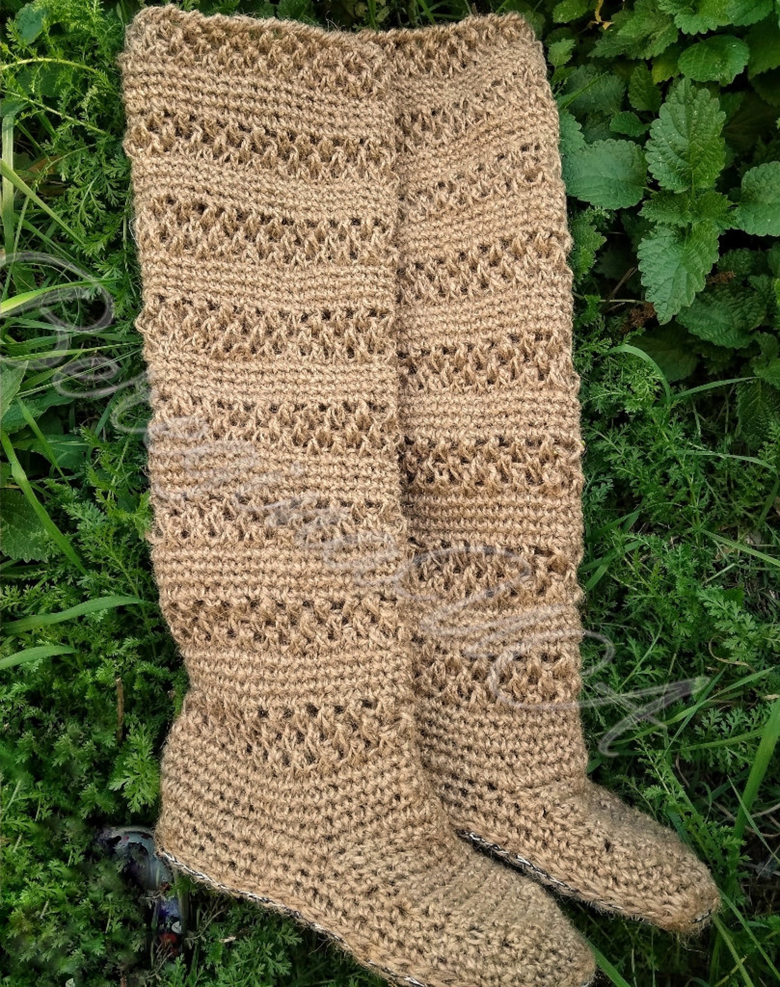 Nature Hemp and Linen Shoes for Home/crocheted Uggs/ Knit - Etsy