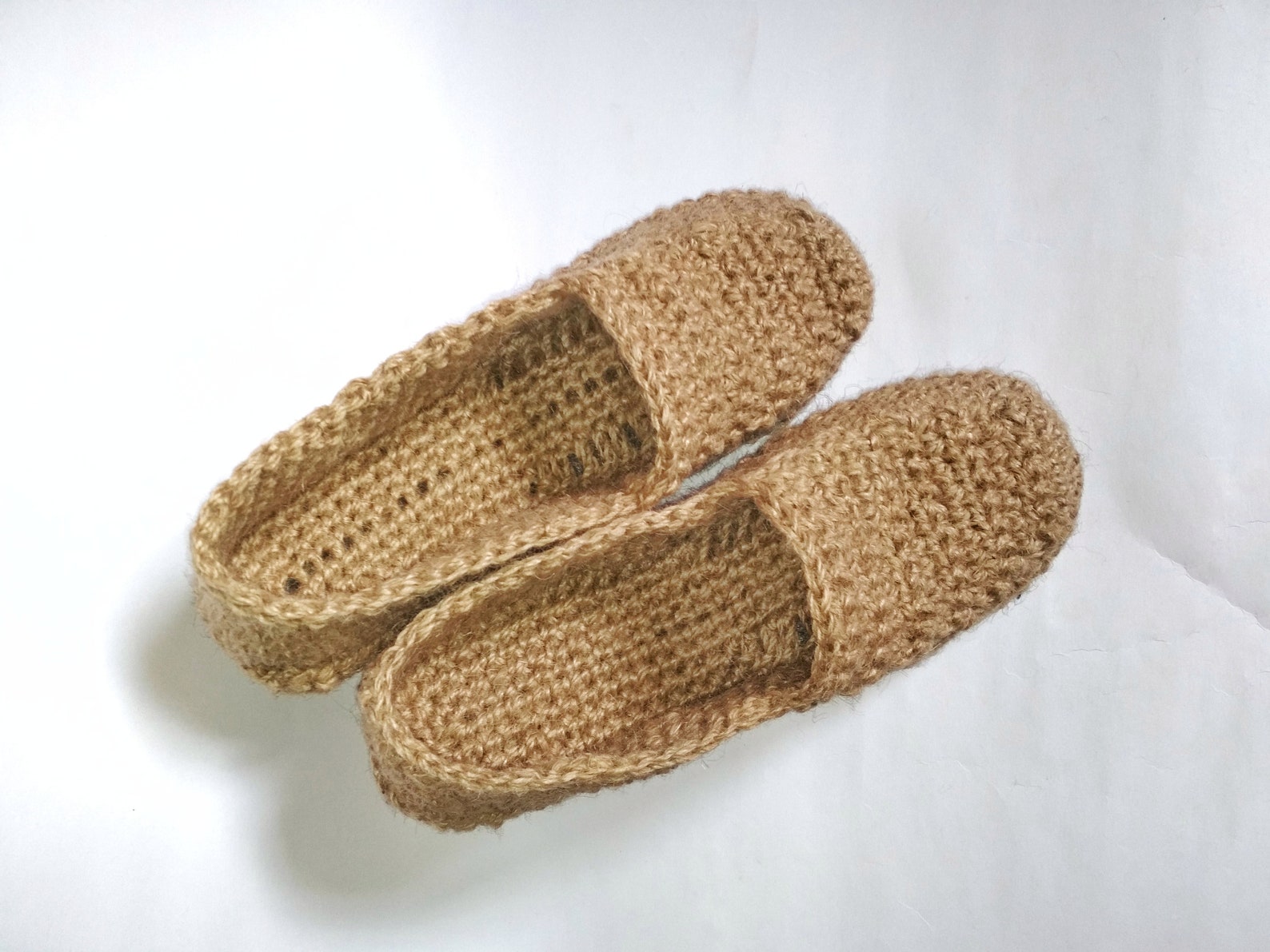 Knitted Slippers Hemp/ Nature Slippers With Sole of Felt | Etsy