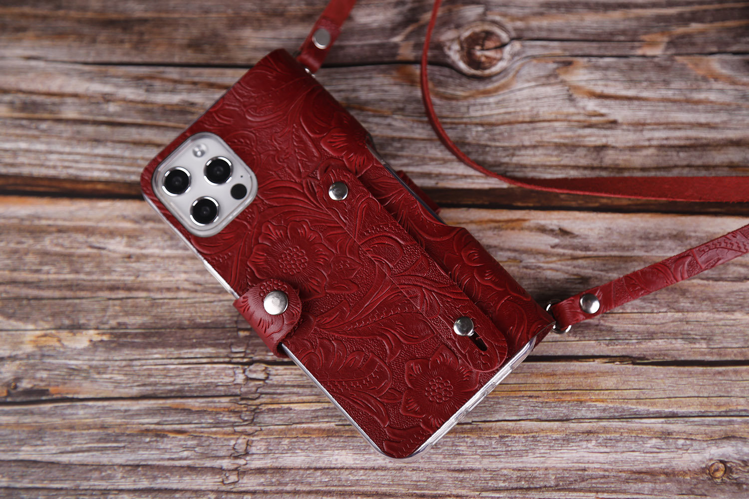 Crossbody Strap Hand Holder Leather Wallet Case for iPhone 16e 15 Pro ...