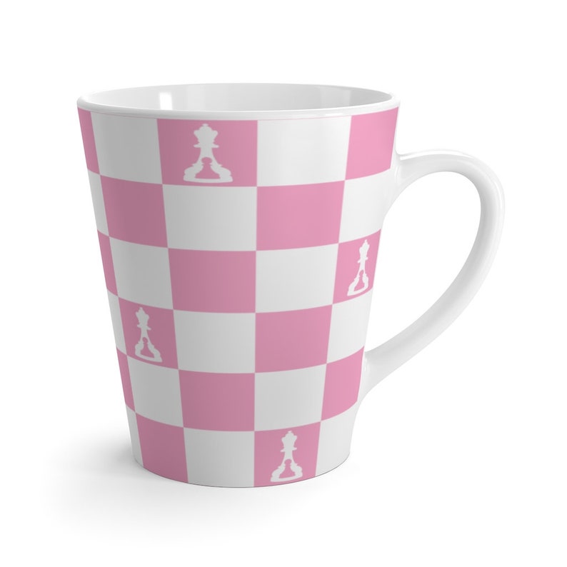 Latte Mug Pink and White Checker Coffee 12 Oz (buenos New Chess) - Etsy