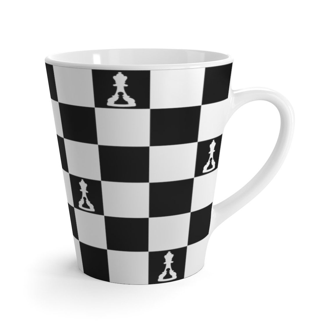 Latte Mug Black and White Checker Coffee 12 Oz (buenos New Chess) - Etsy