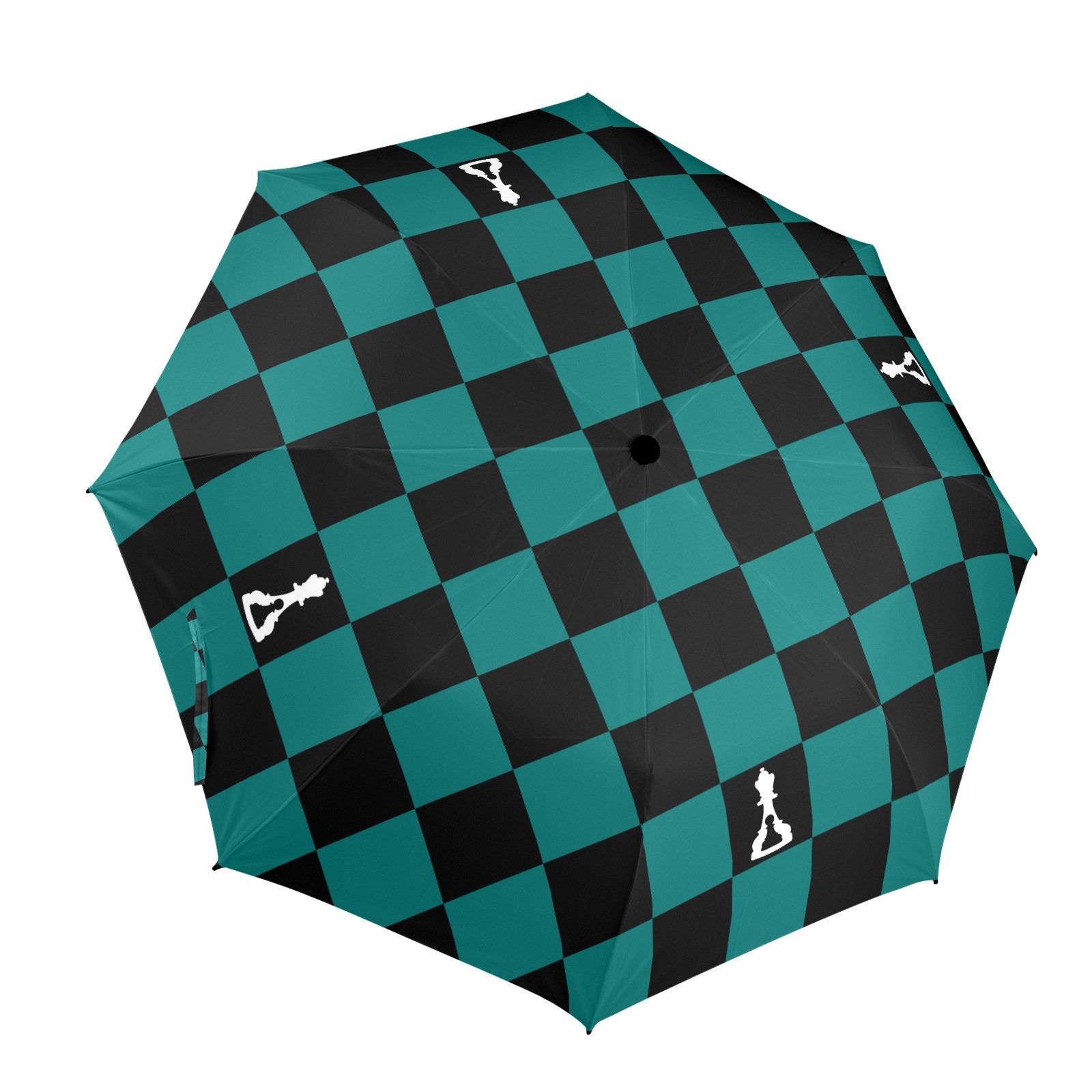 Foldable Umbrella Semi-automatic Green and Black Checker (buenos New ...
