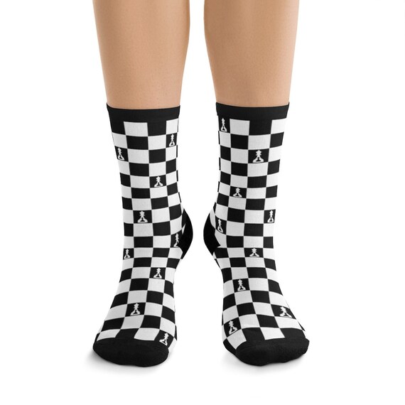 Crew Socks Black and White Checker buenos New Chess | Etsy