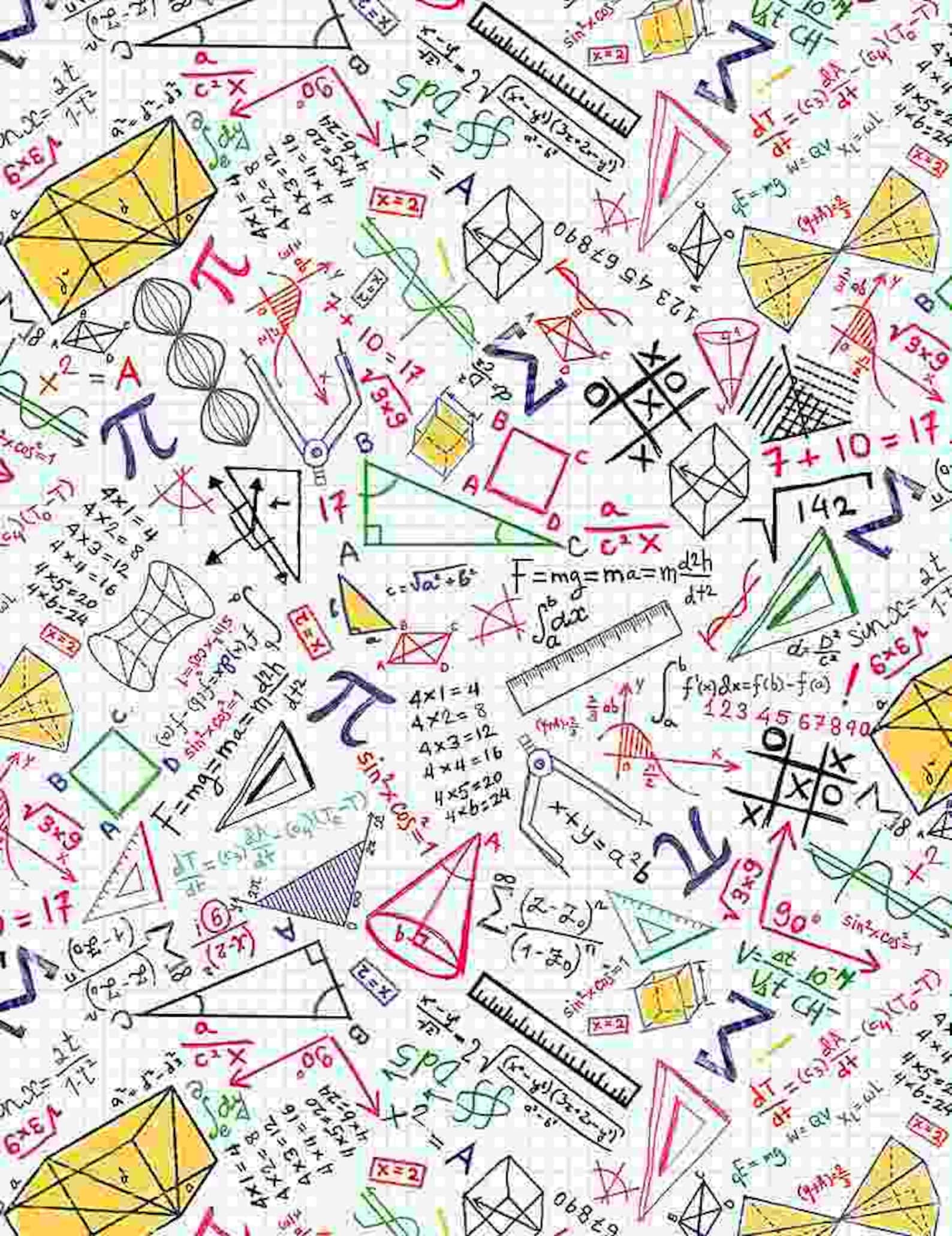 Timeless Treasures Math & Science Colorful Math Doodles Cotton Fabric ...