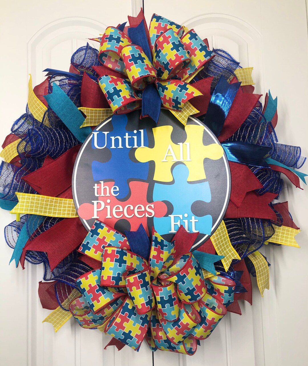 Autism Door Hanger, Autism Awareness Wreath. Puzzle Piece Autism ...