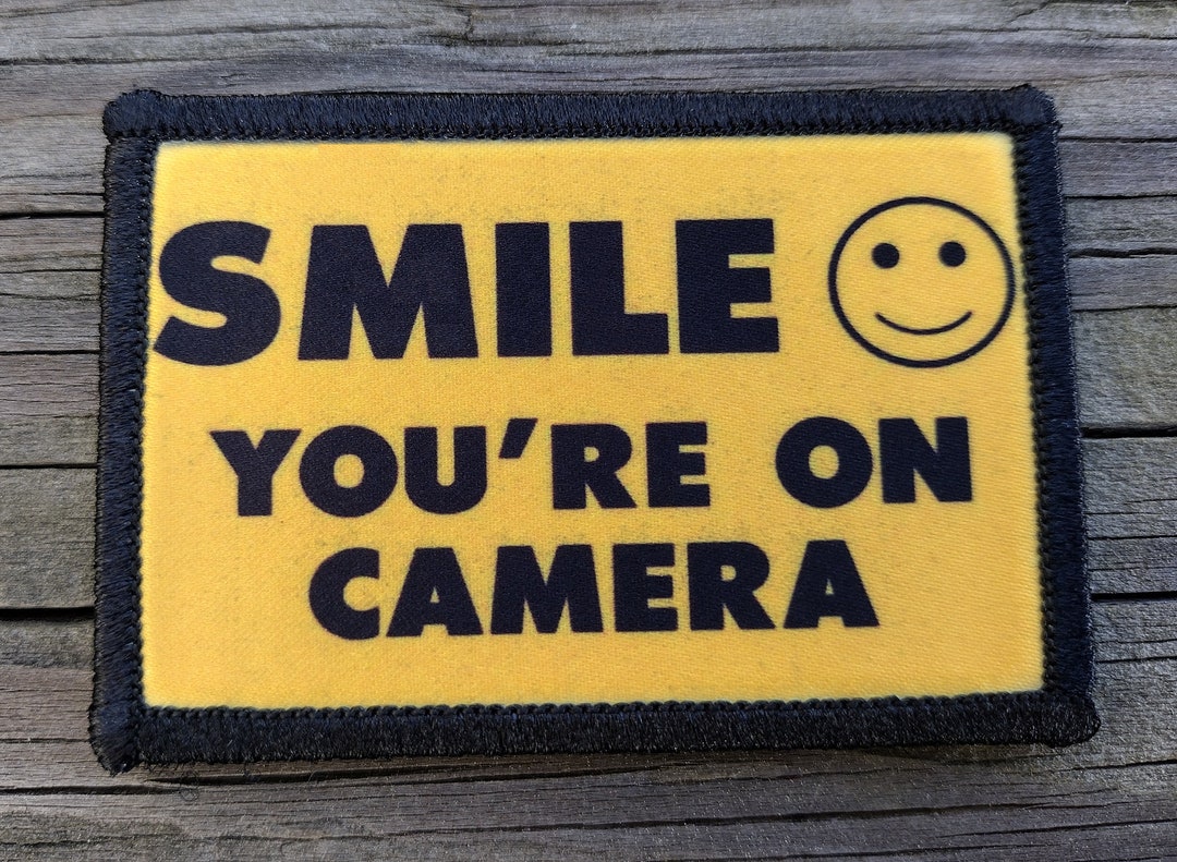 Smile Youre on Camera Morale Patch Hook and Loop Backing for Backpack ...