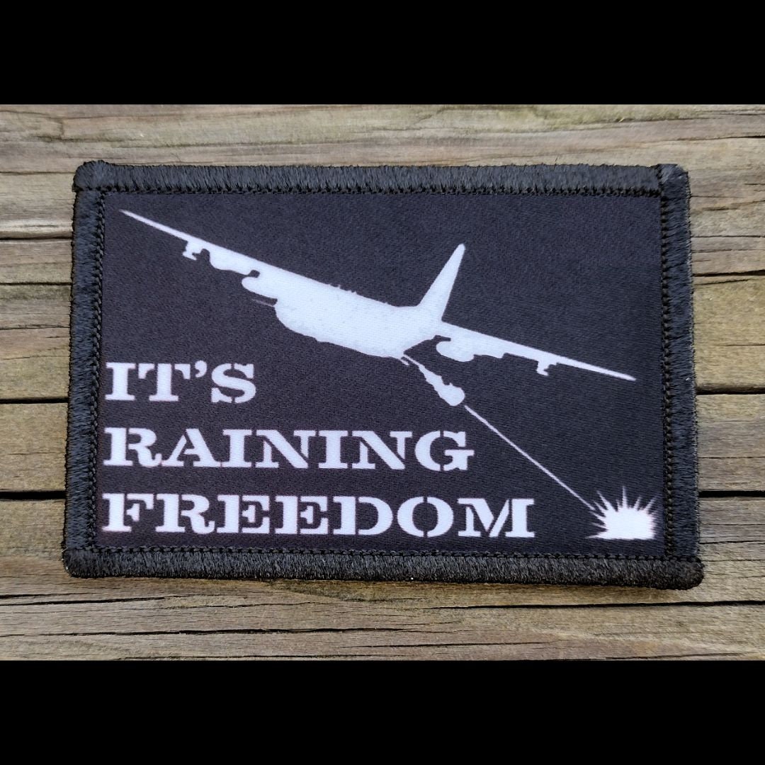 Its Raining Freedom AC130 Gunship Morale Patch - Hook and Loop Backing for Backpack, Rucksack ...
