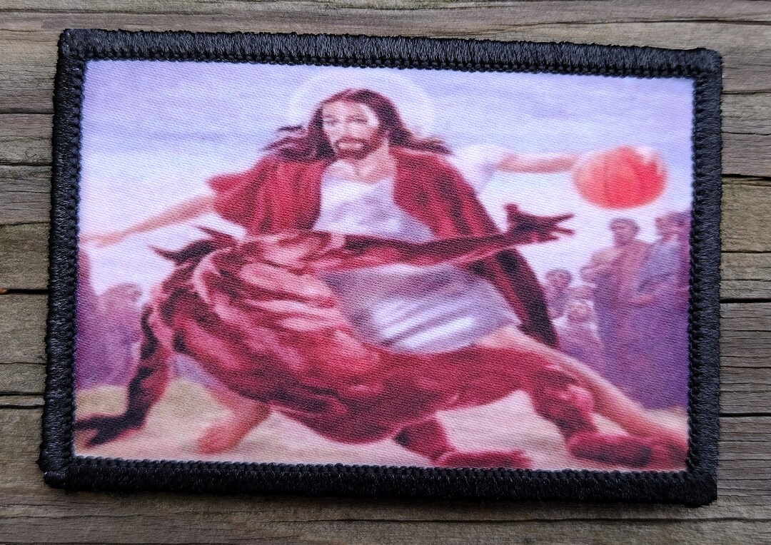 Jesus Crossing the Devil Meme Morale Patch Hook and Loop - Etsy