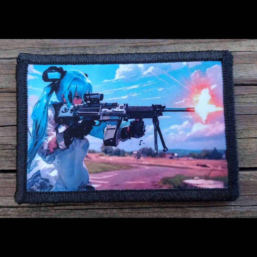 Anime Girl Shooter Morale Patch - Hook and Loop Backing for Backpack ...