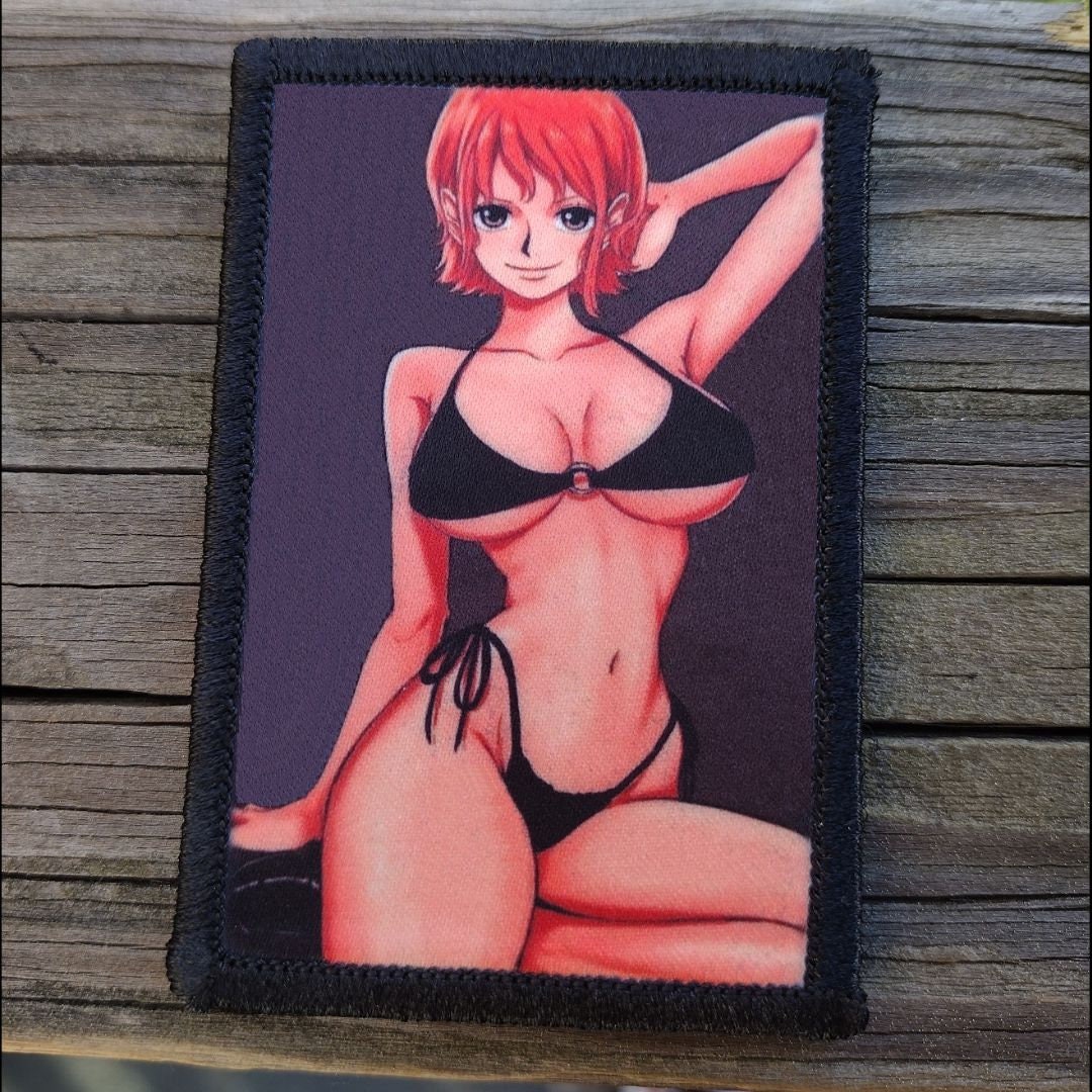 Anime Girl Redhead Sexy Pinup Morale Patch Hook And Loop Backing For