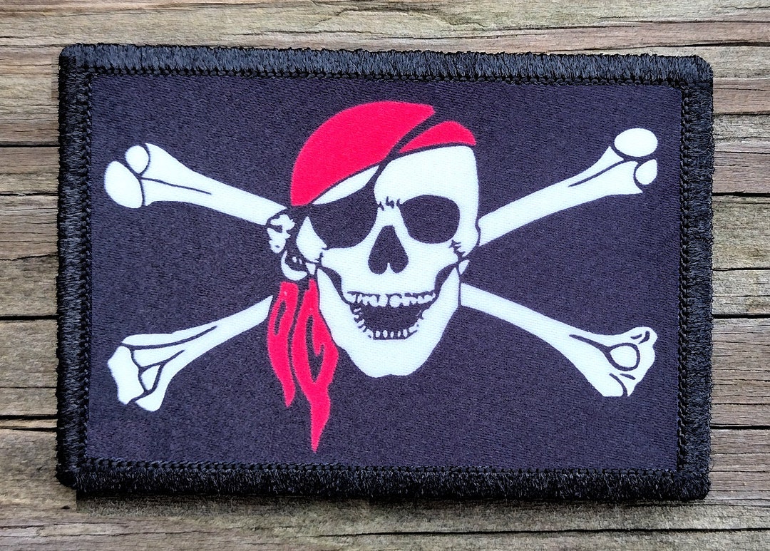 Jolly Roger Pirate Flag Morale Patch Hook and Loop Backing for Backpack, Rucksack, Operator Hat ...