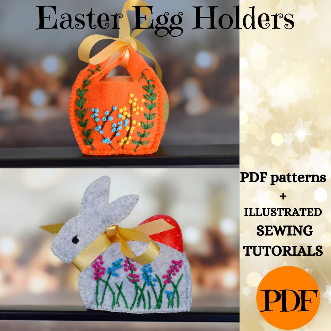 Happy Easter Felt Egg Holder Sewing Pattern PDF, Easter Bunny Felt Egg ...