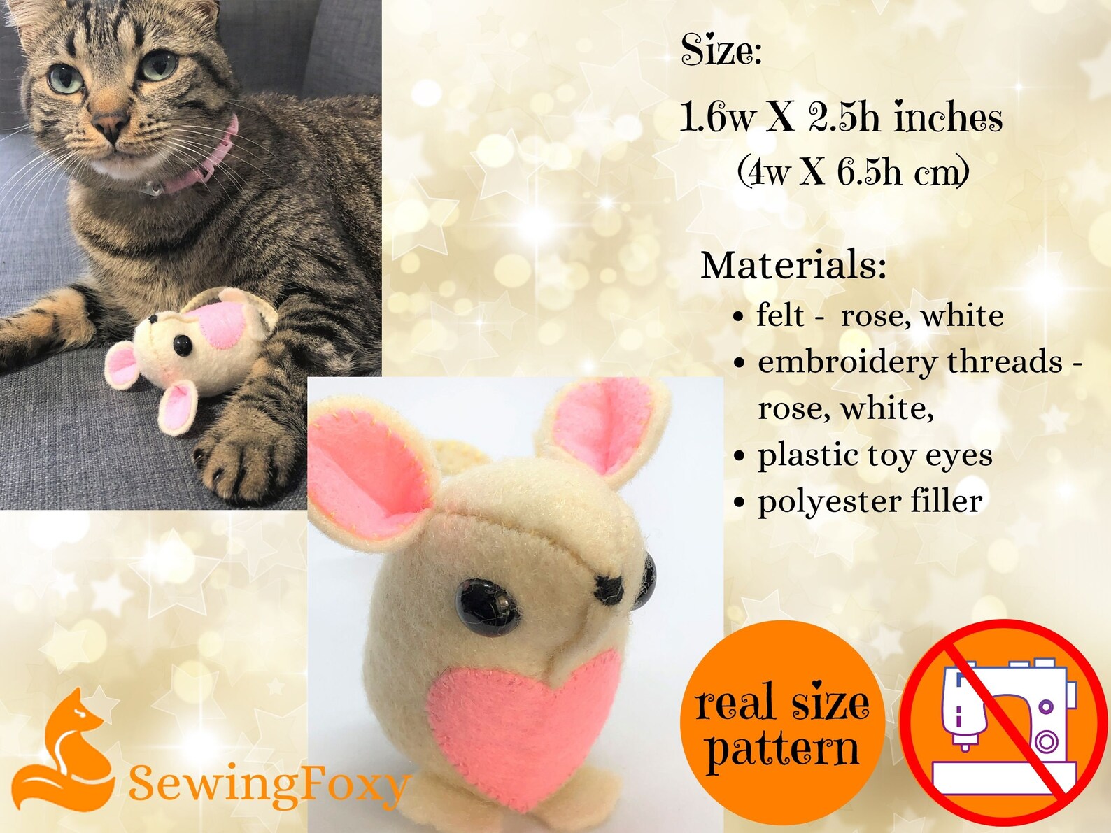 Felt Mouse Toy Sewing Pattern PDF Plus Illustrated Tutorial PDF, Eco ...