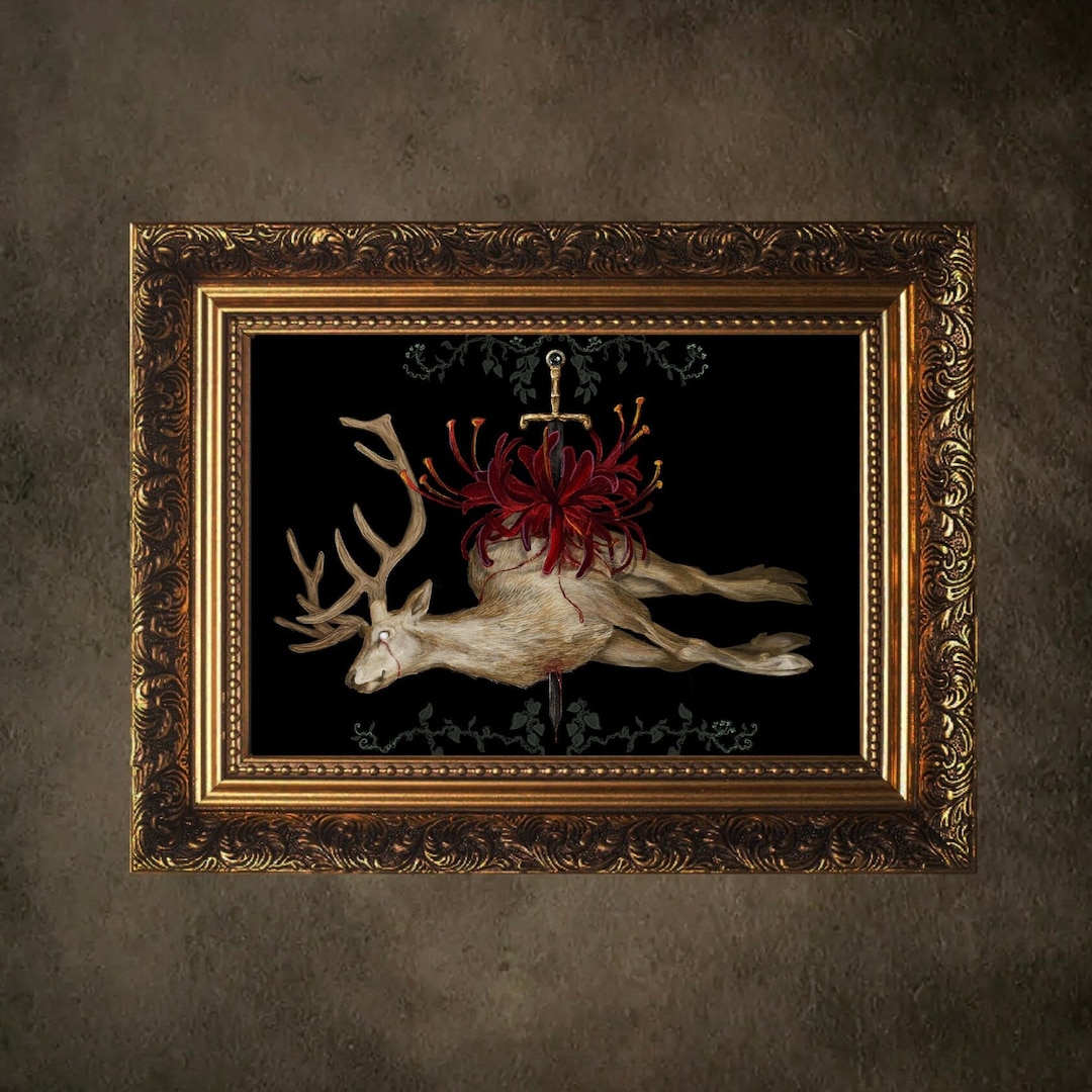 White Stag Sword Giclée Poster Print, Dark Gothic Folk Horror Art - Etsy