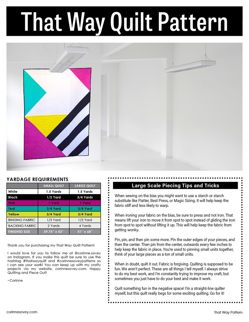 That Way Quilt PDF Pattern Download - Etsy