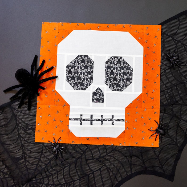 Skully Skull Halloween Quilt Block PDF Pattern Download - Etsy