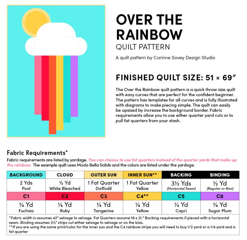 Over the Rainbow Quilt PDF Pattern Download - Etsy