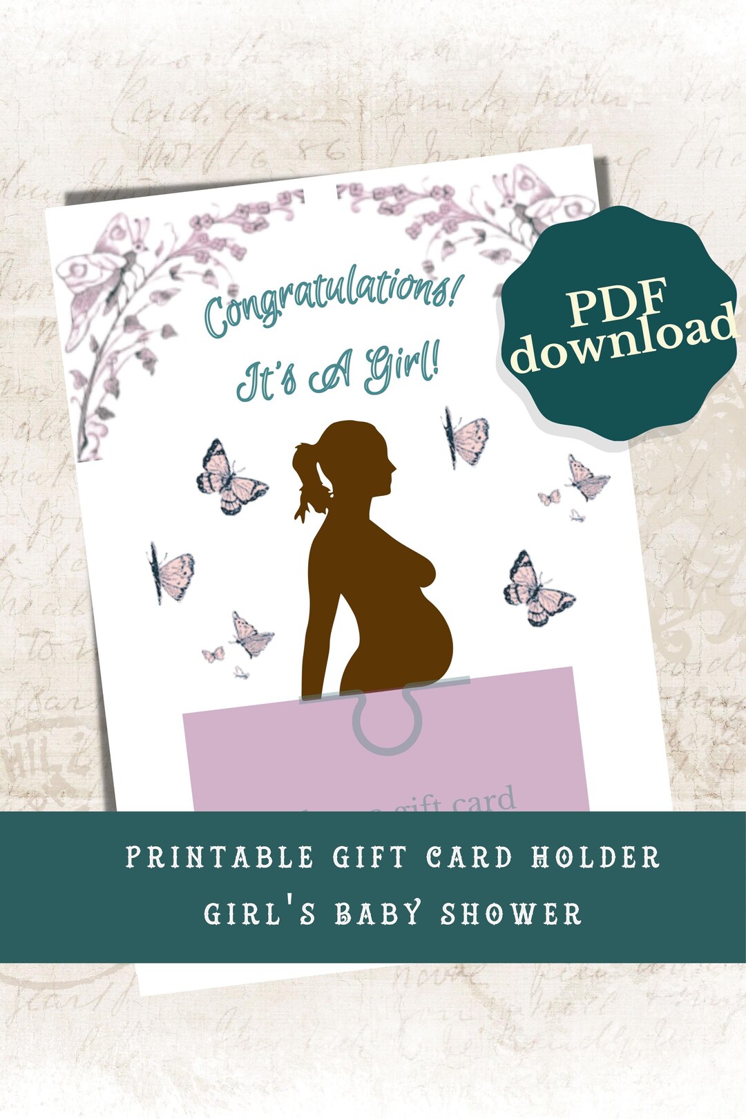 Vintage Butterfly Printable Gift Card Holder | Spring Baby Shower ...
