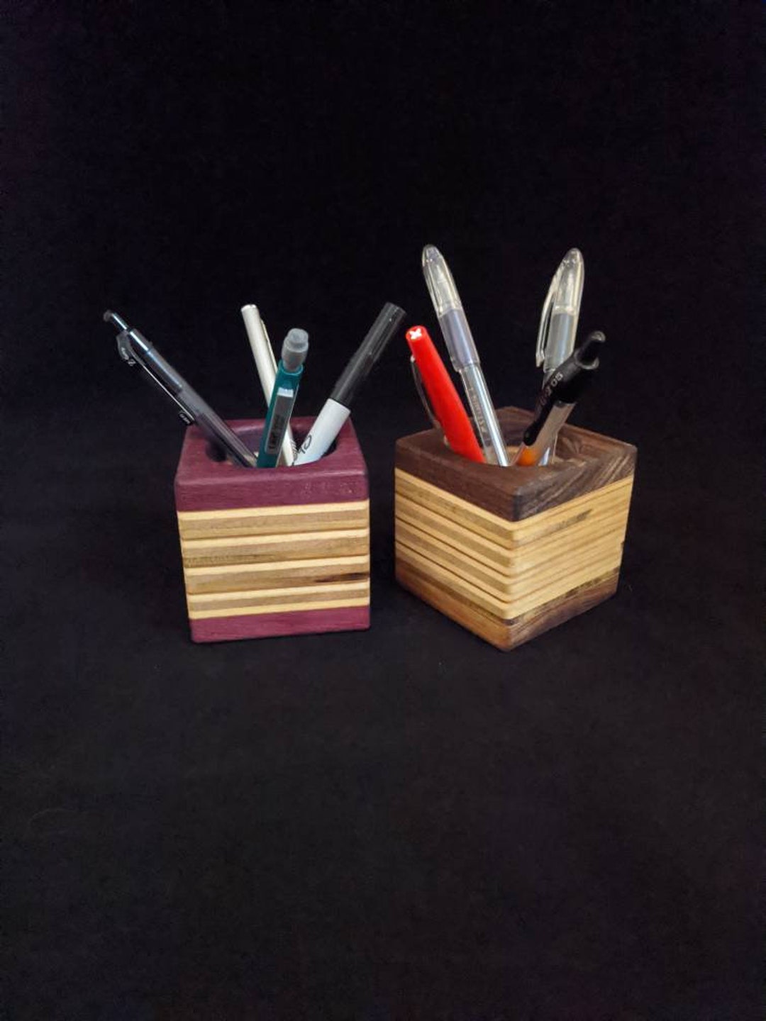 Walnut and Purpleheart Pencil Holders - Etsy
