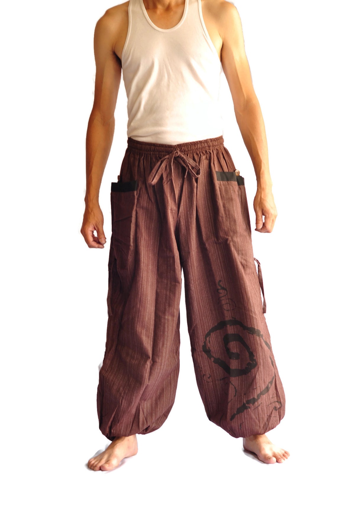 AHP Men's Japanese Style Pants One Size Japanese Design Talisman Pants ...