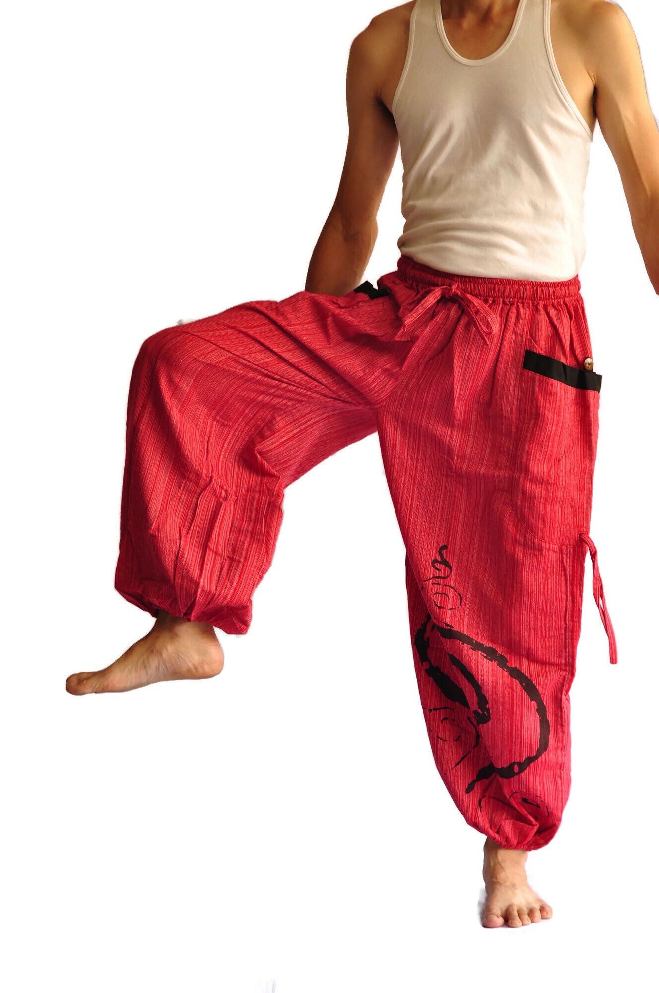 AHP Aladdin Harem Pants Men Japanese Style Pants One Size RED TALISMAN ...