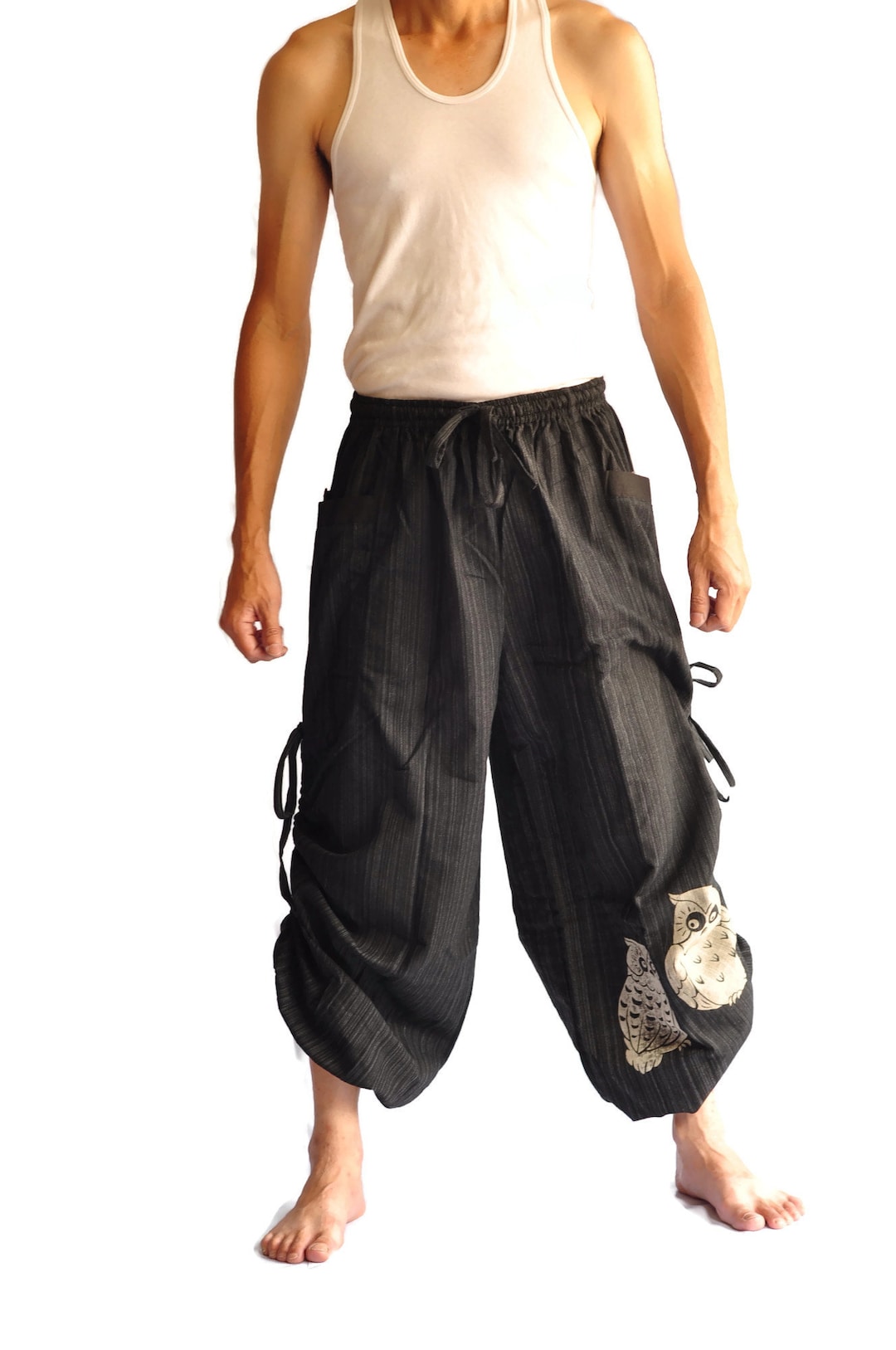 AHP Men's Japanese Style Pants One Size Japanese Design Owl Pants - Etsy