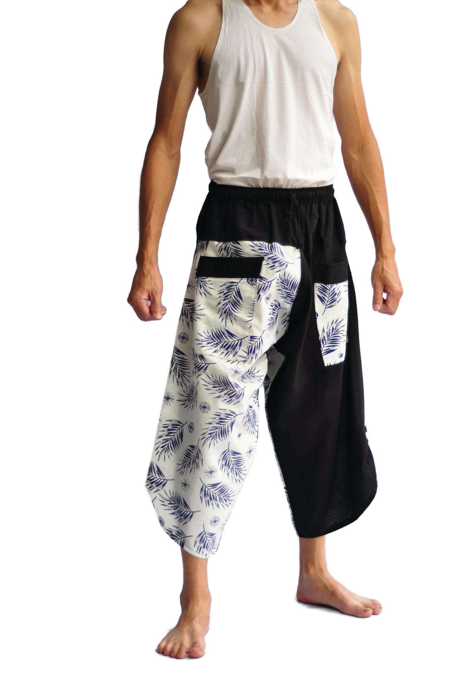 Harem Pants Men AHP Men's Japanese Style Pants One Size White Japanese ...
