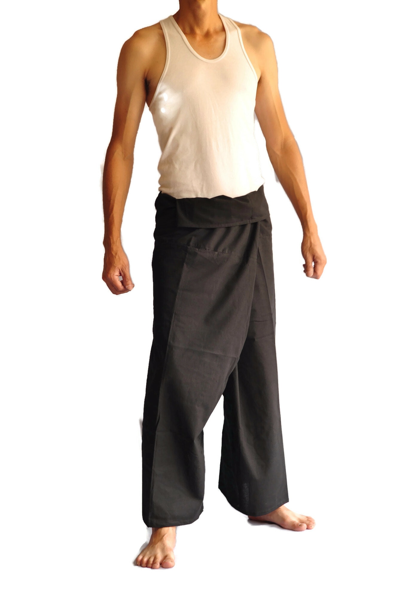 Cotton Plain Thai Fisherman Pants - Loose-fit Pants Men & Women - Khadi ...