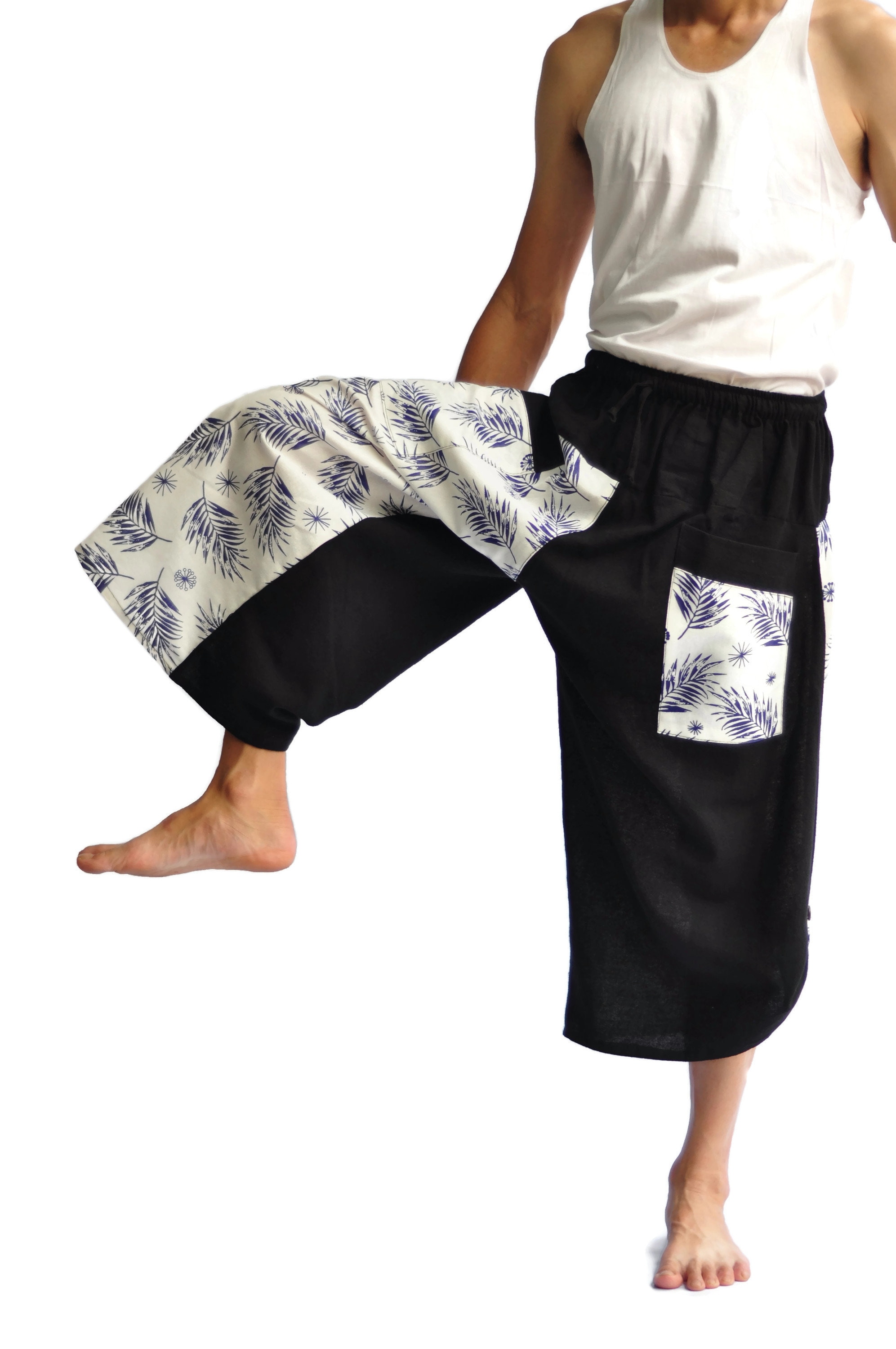 Harem Pants Men AHP Men's Japanese Style Pants One Size White Japanese ...