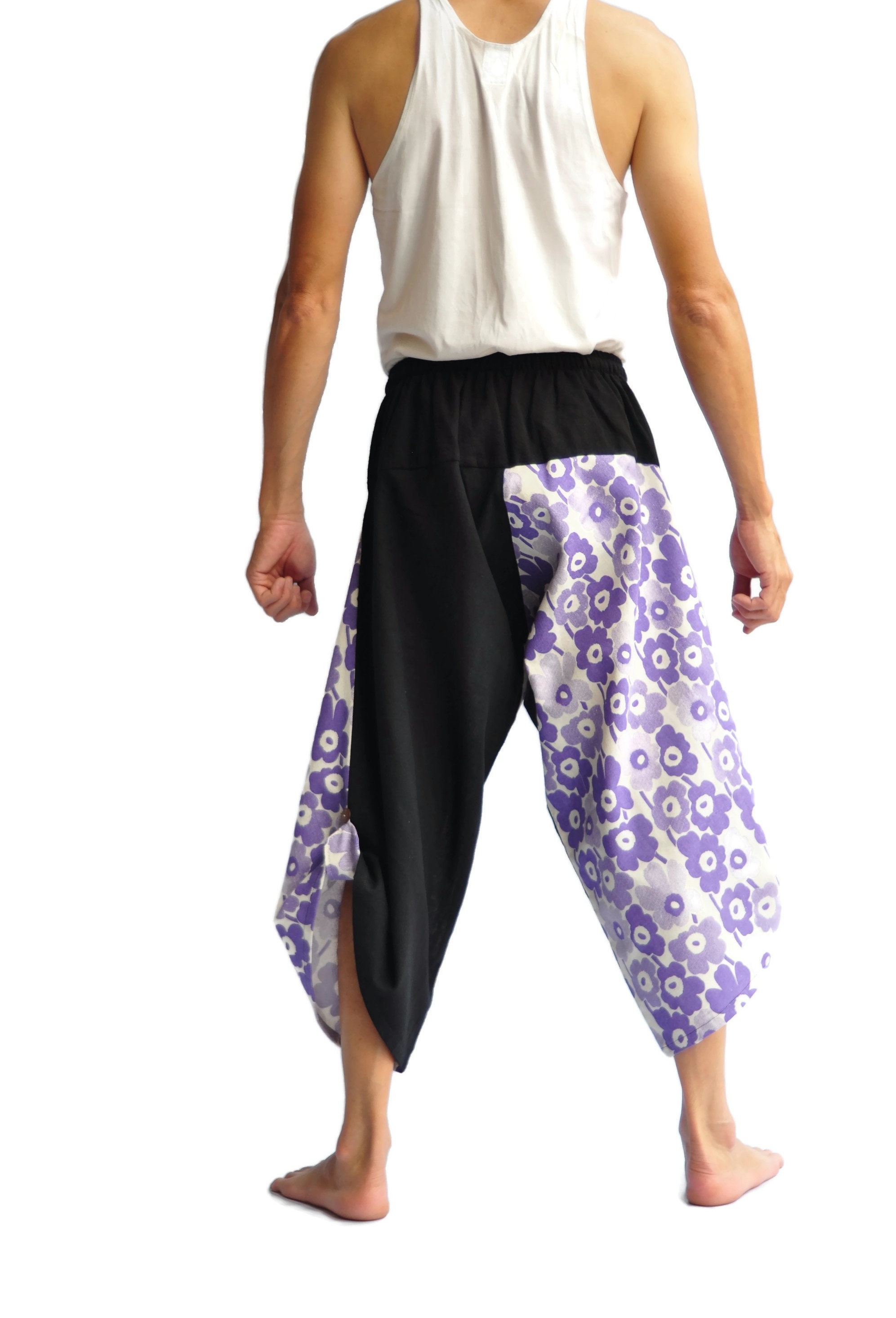 Harem Pants Boho Hakama AHP Men's Japanese Style Pants One Size Black ...