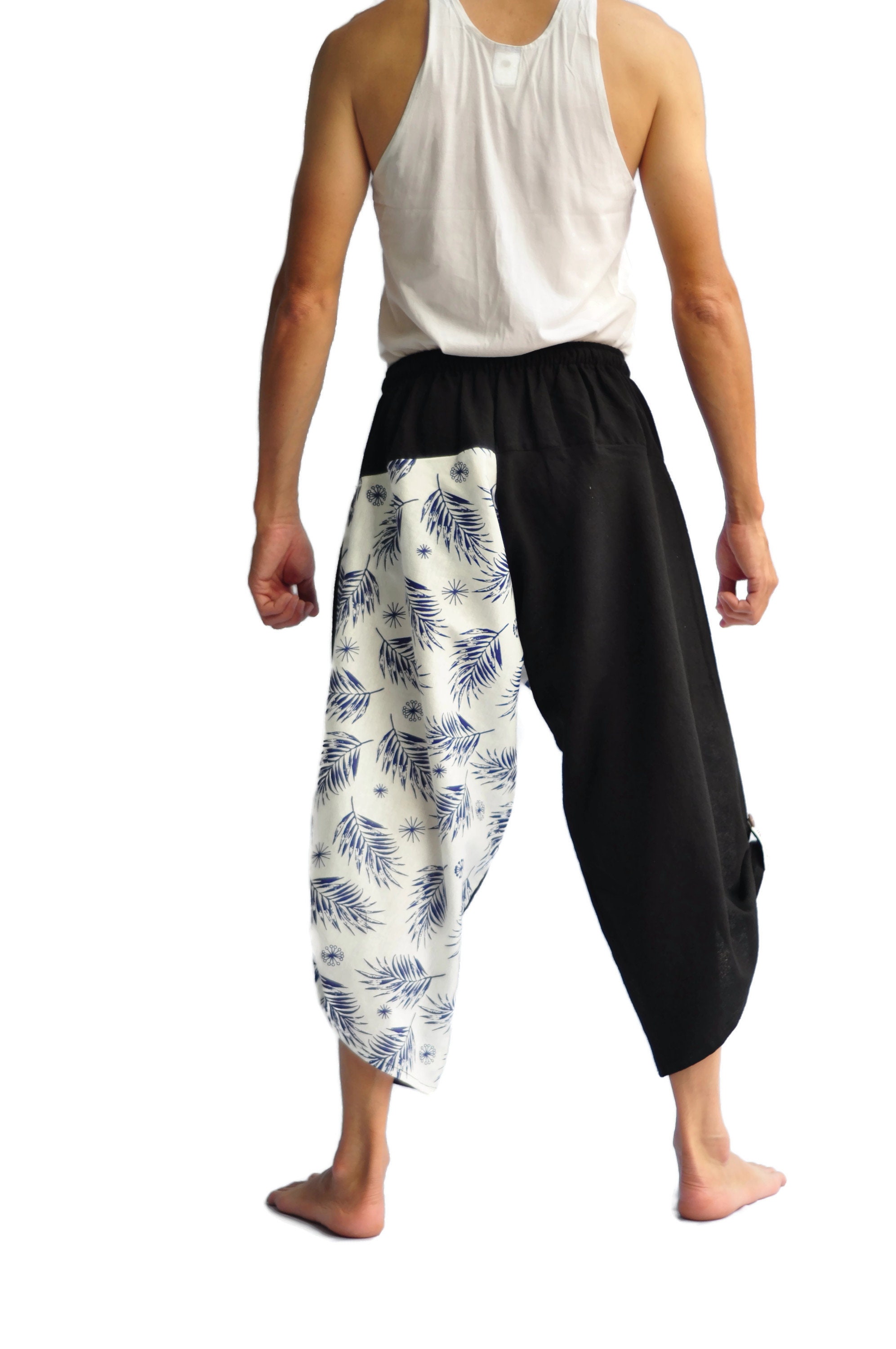 Harem Pants Men AHP Men's Japanese Style Pants One Size White Japanese ...