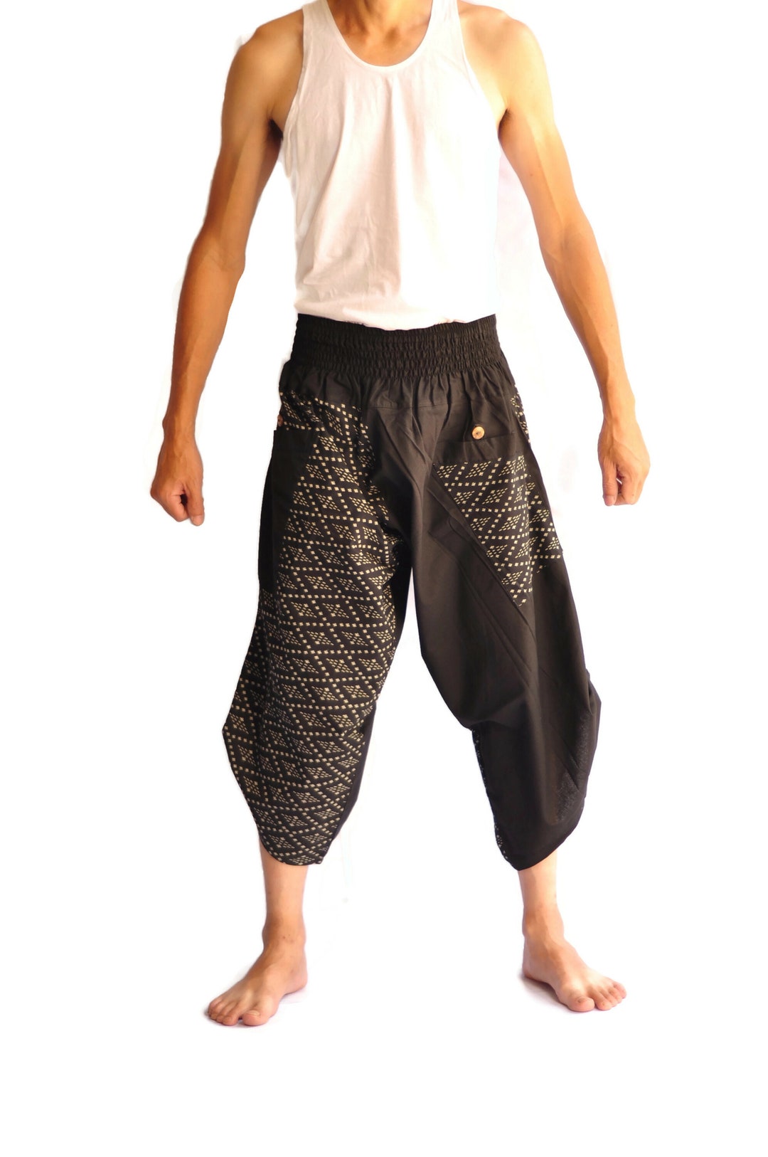 Men Harem Pants, Baggy Pants, Thai Pants, Yoga Harem Pants, Black Pants,harem Pants, Capri Pants ...