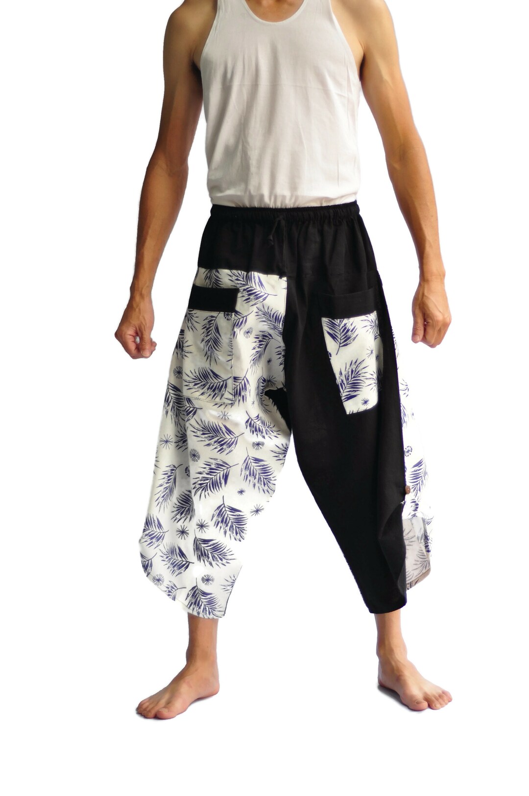 Harem Pants Men AHP Men's Japanese Style Pants One Size White Japanese ...