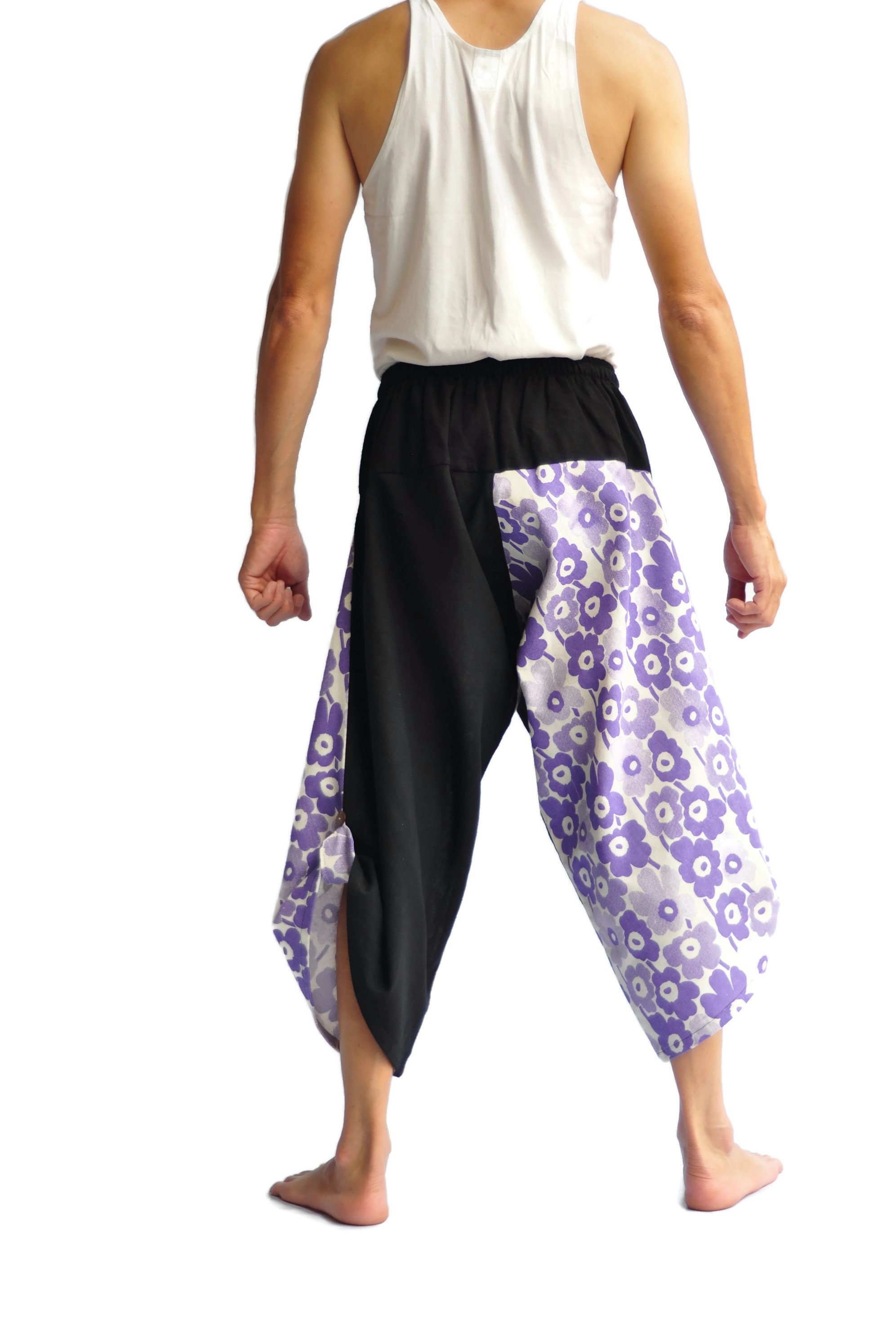 Harem Pants Boho Hakama AHP Men's Japanese Style Pants One Size Black ...