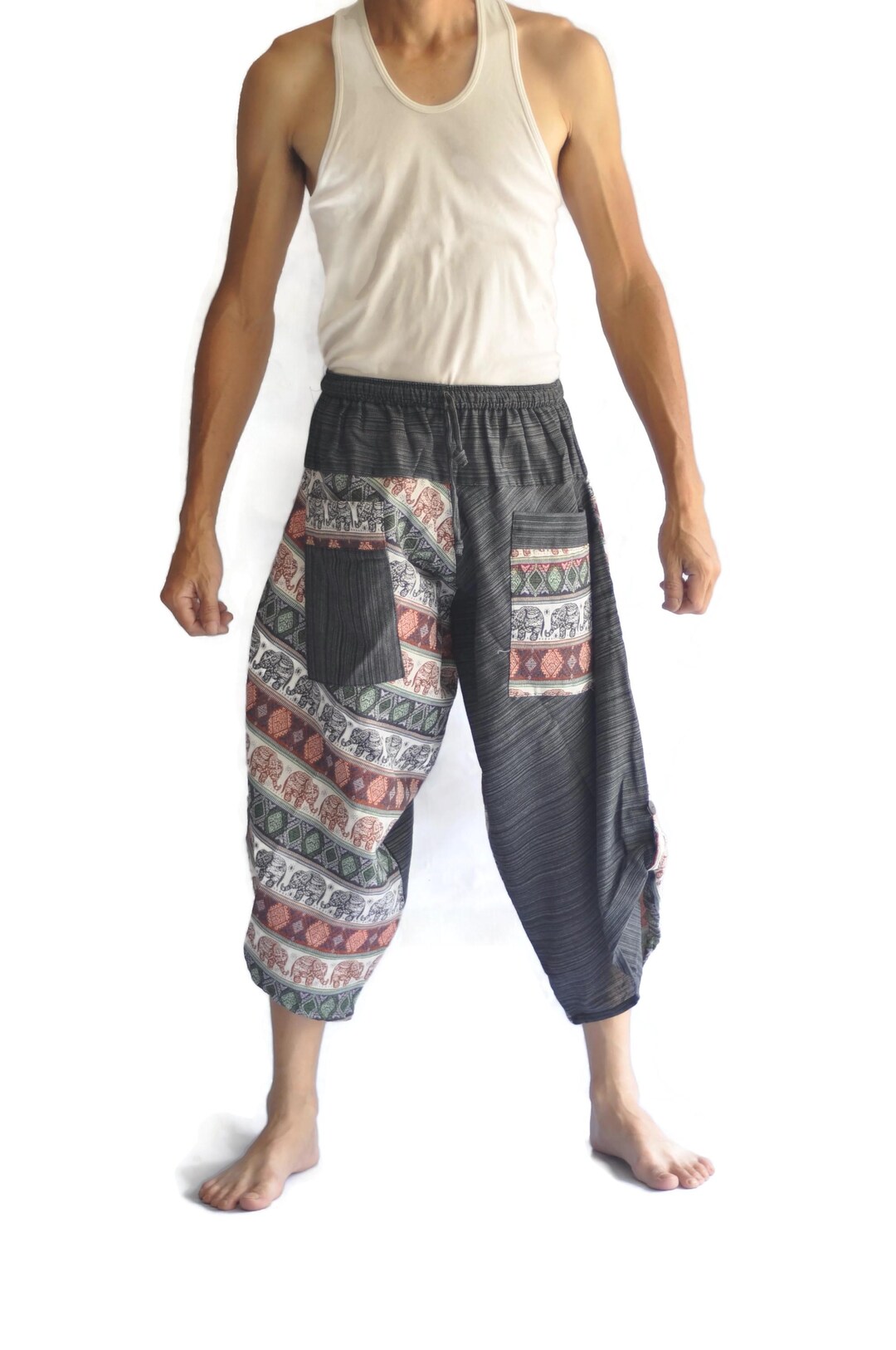 AHP Men's Japanese Style Pants One Size Japanese Design Samurai Pants ...