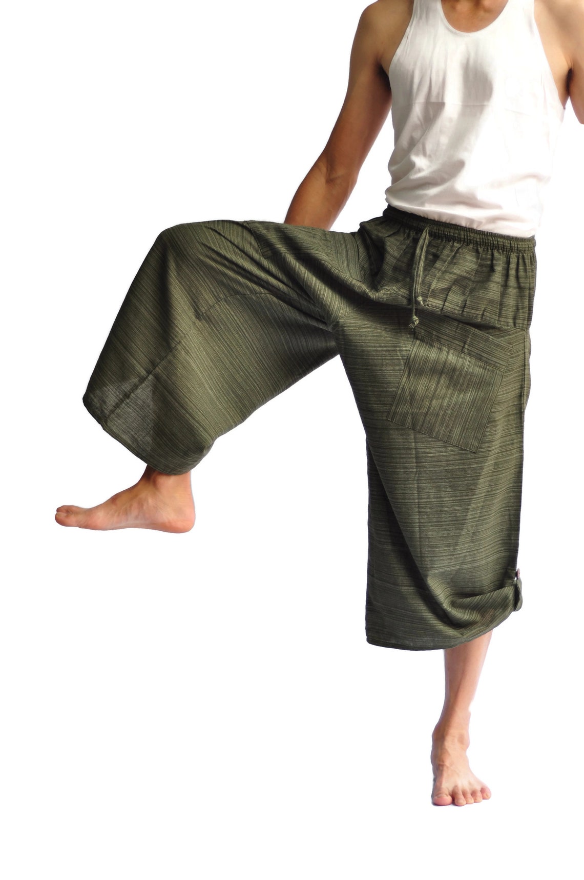 AHP Men's Japanese Haren Pants Samurai Pants Yoga Beach Pants Style ...