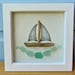 Sea Glass and Driftwood Ombre Sail Boat Art Framed in White Wooden Box ...