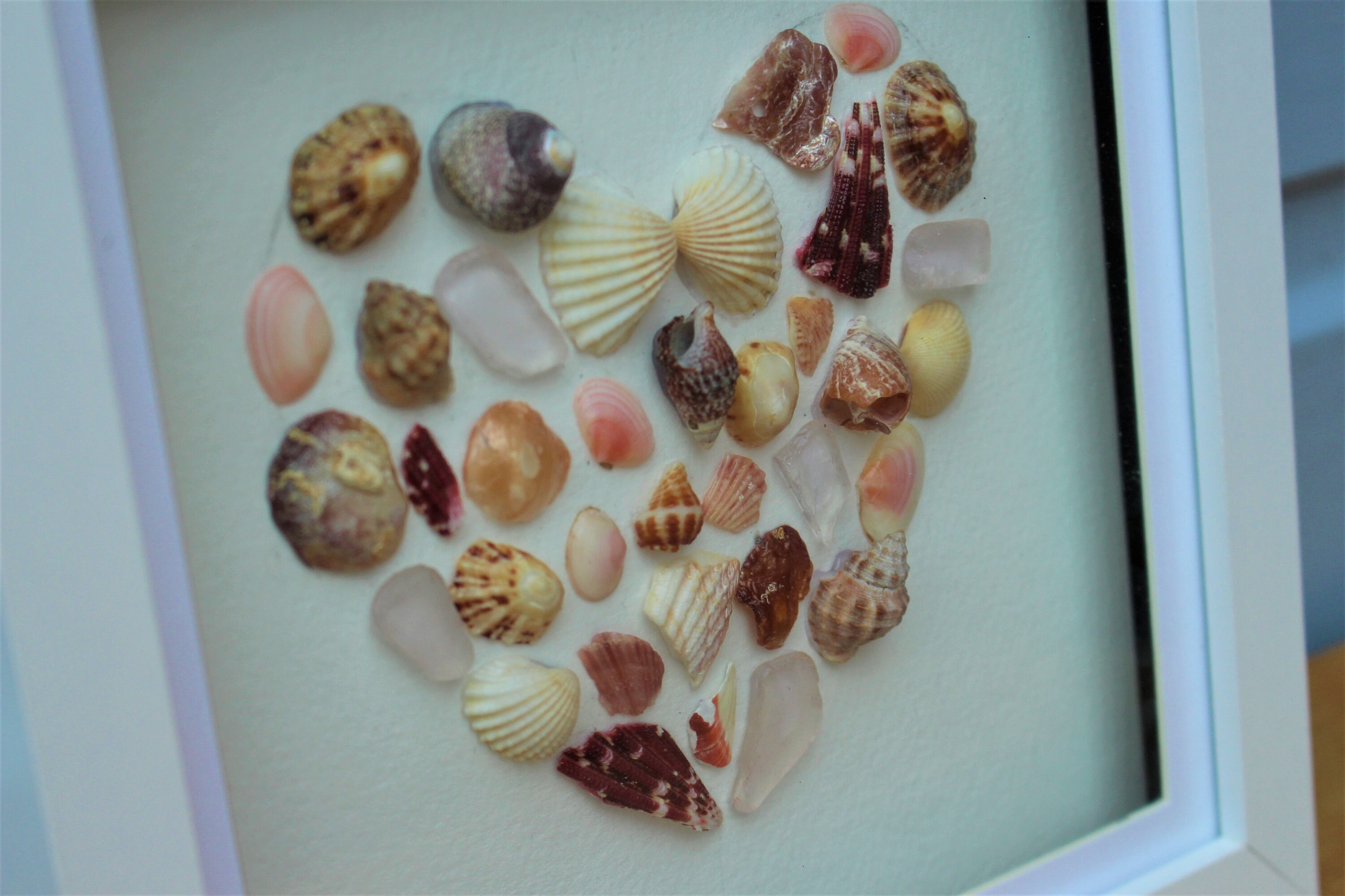 Sea Glass and Sea Shell Heart Art Framed in a White Wooden | Etsy Canada