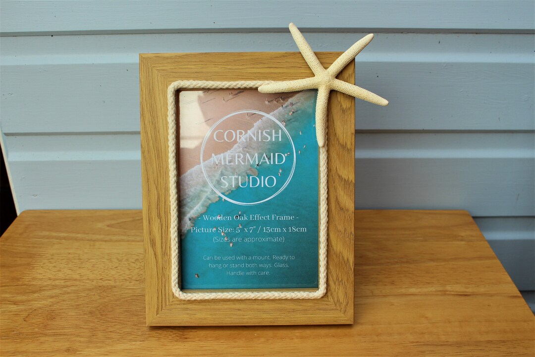 Starfish and Rope Wooden Photo Frame: Seaside Nautical Decor, 4x6 or ...
