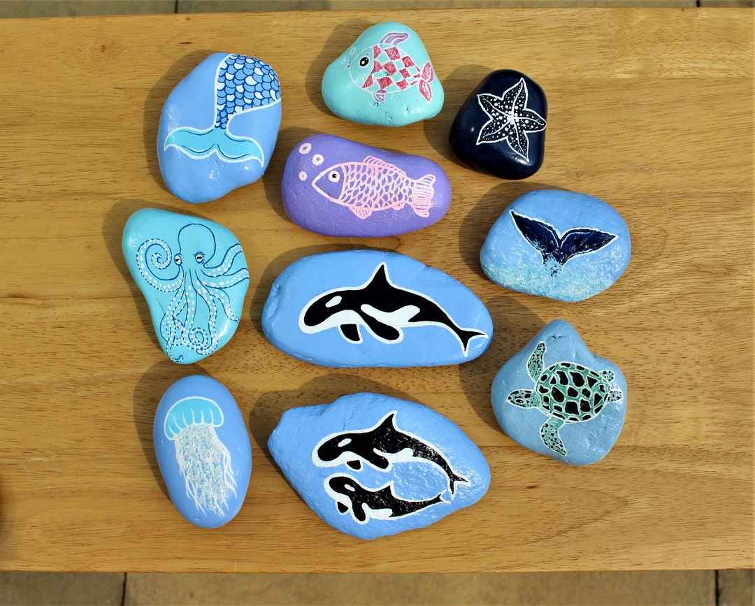 Hand-painted Cornish Stone Paperweight: Sealife Coastal Decor - Etsy