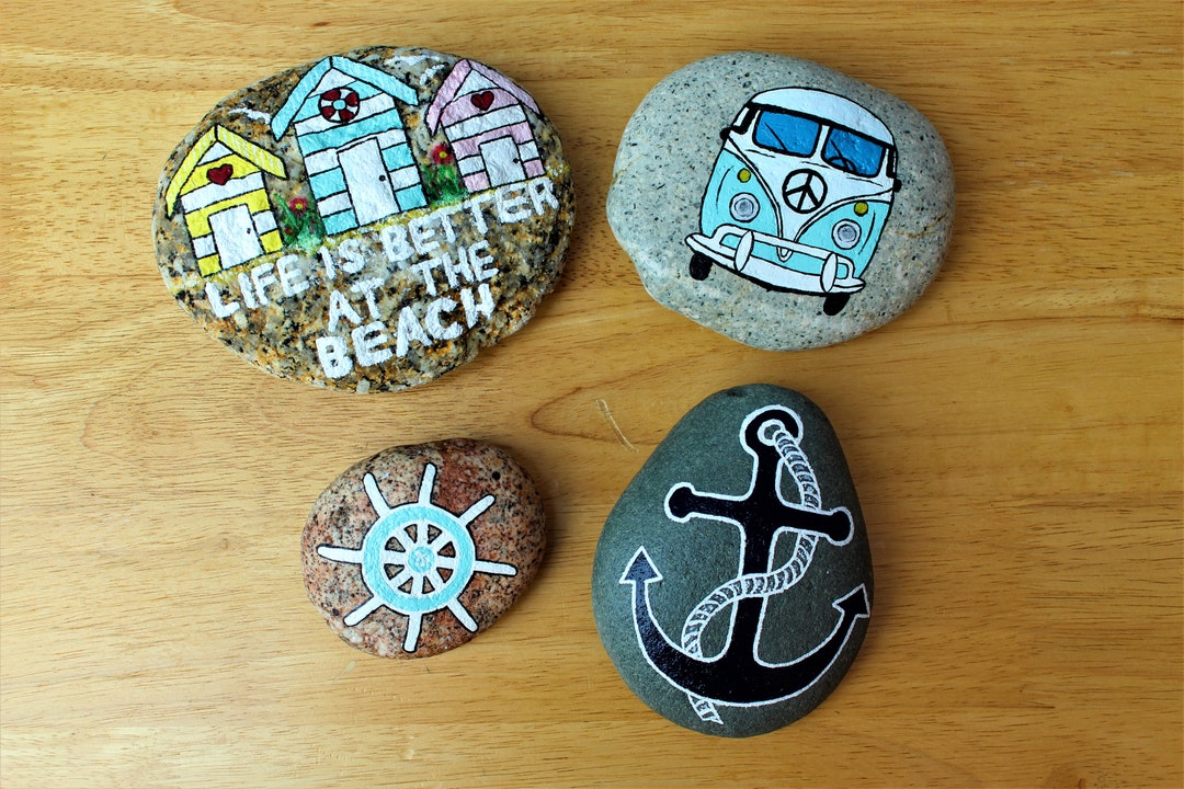 Hand Painted Cornish Stone Paperweight: Seaside Decor - Etsy