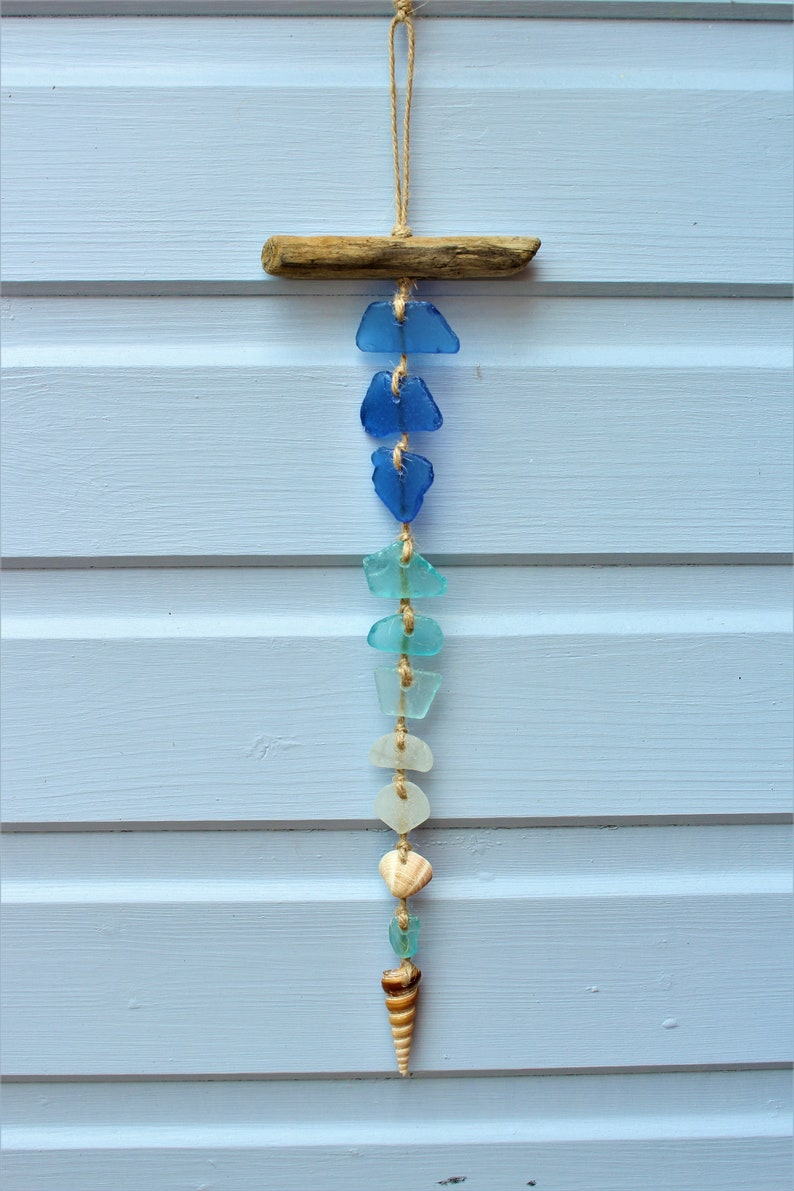 Sea Glass Sun Catcher with Driftwood and Sea Shells 1518 | Etsy