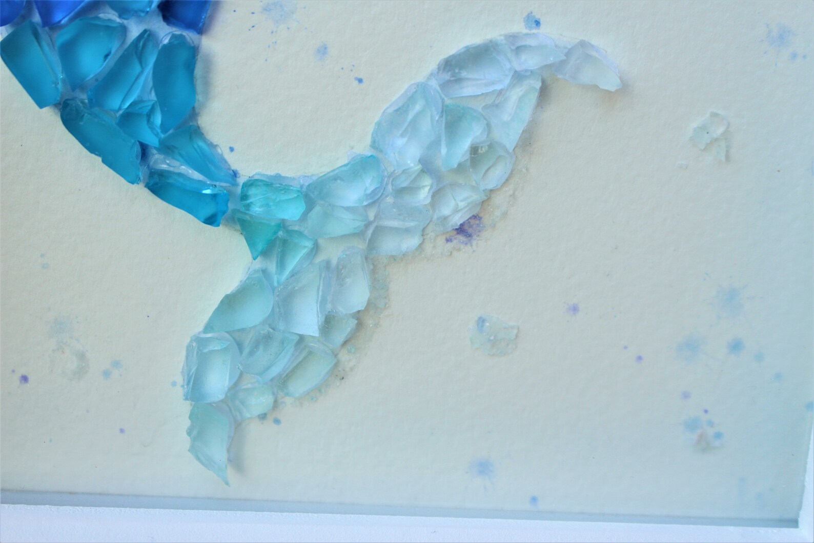 Sea Glass Mermaid Tail Art Framed in White Wooden Box Frame | Etsy