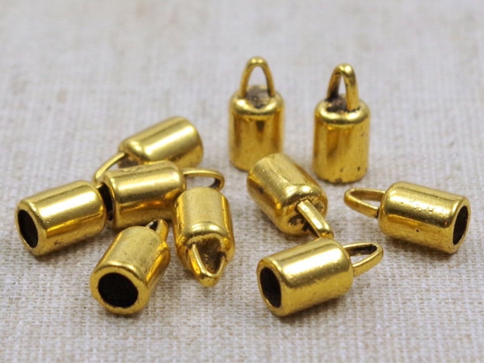 10 Simple End Caps With Eyelet Antique GOLD 14 X 7 Mm - Etsy