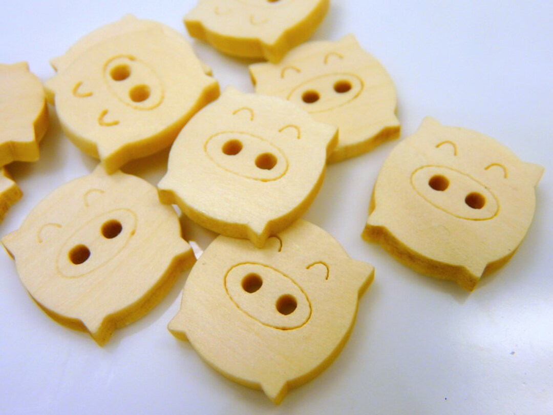 10 Wooden Buttons - PIG - 17 X 16 Mm Pig Piglet - Etsy
